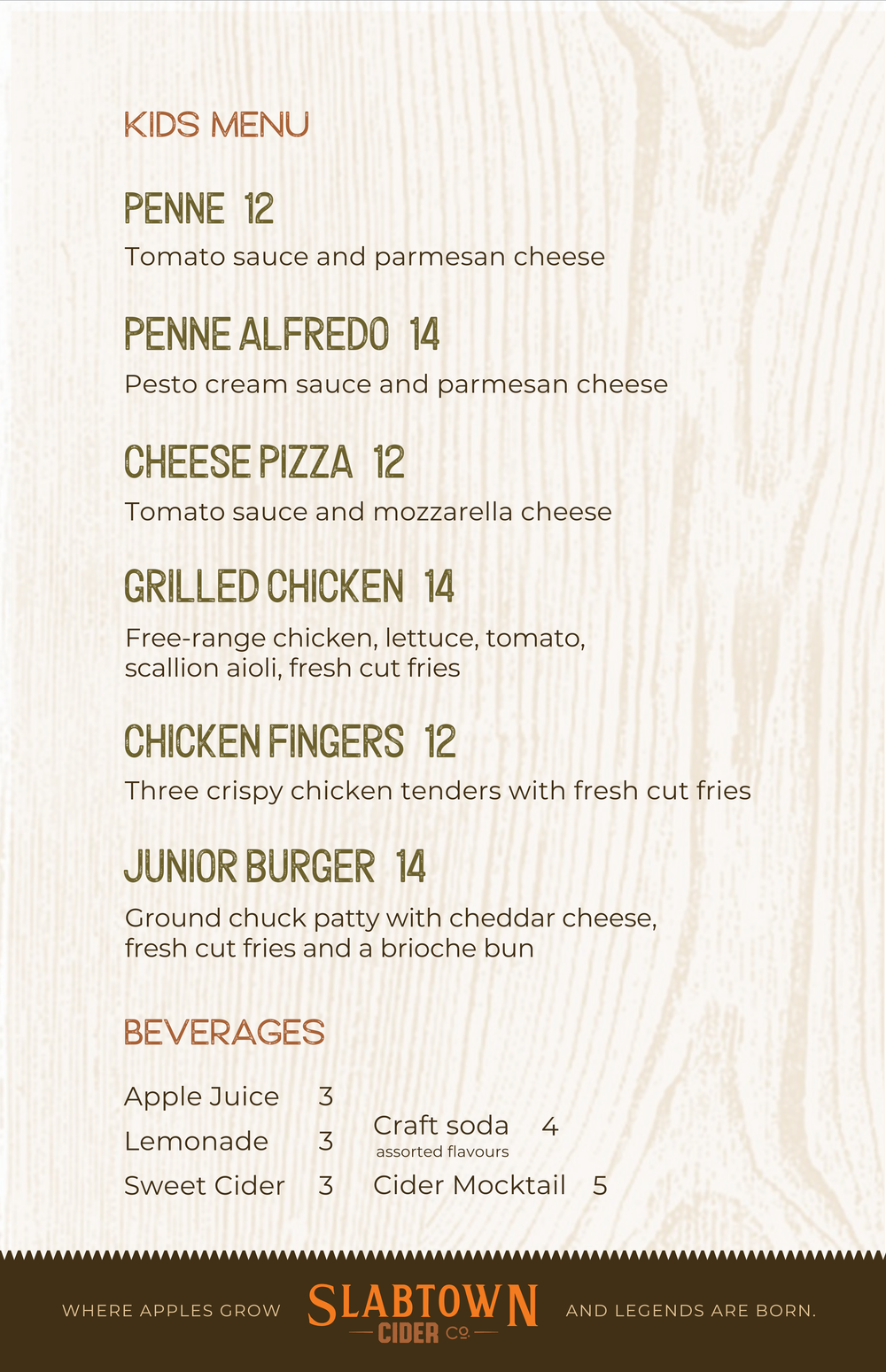 Menu — Slabtown Cider Co.