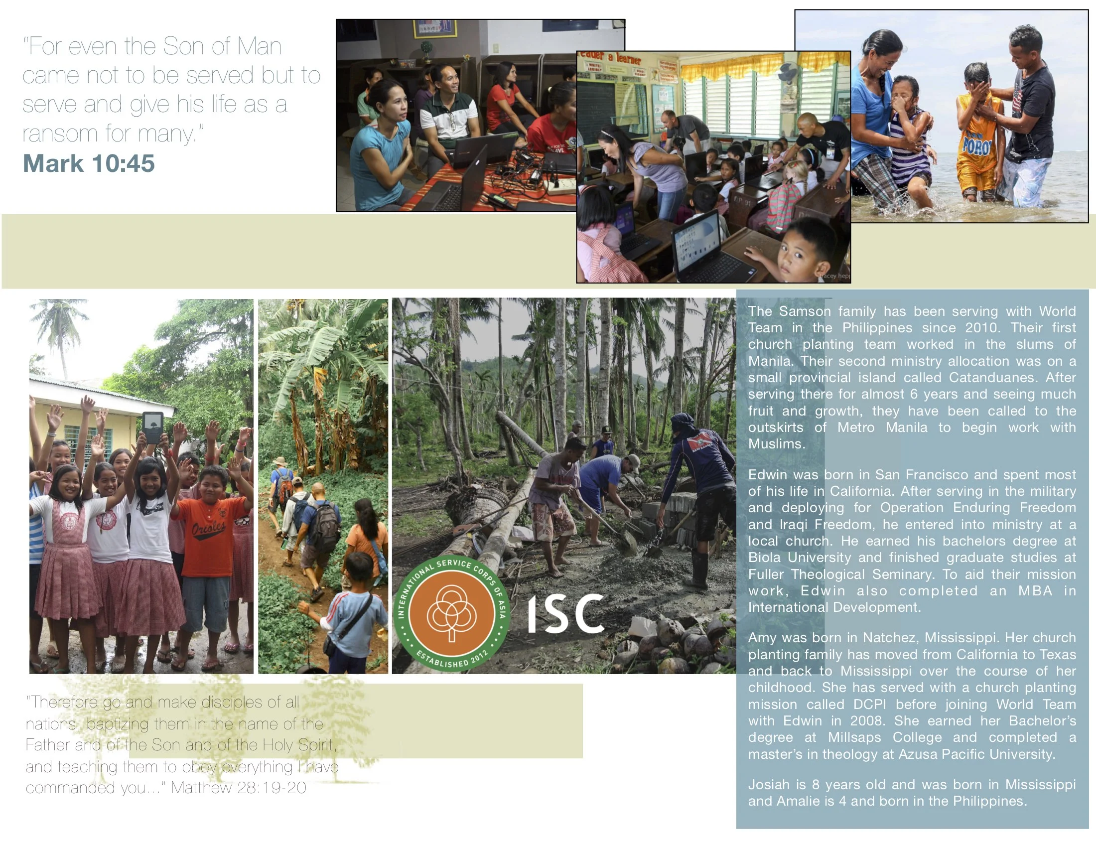 Community Service Brochure Contents