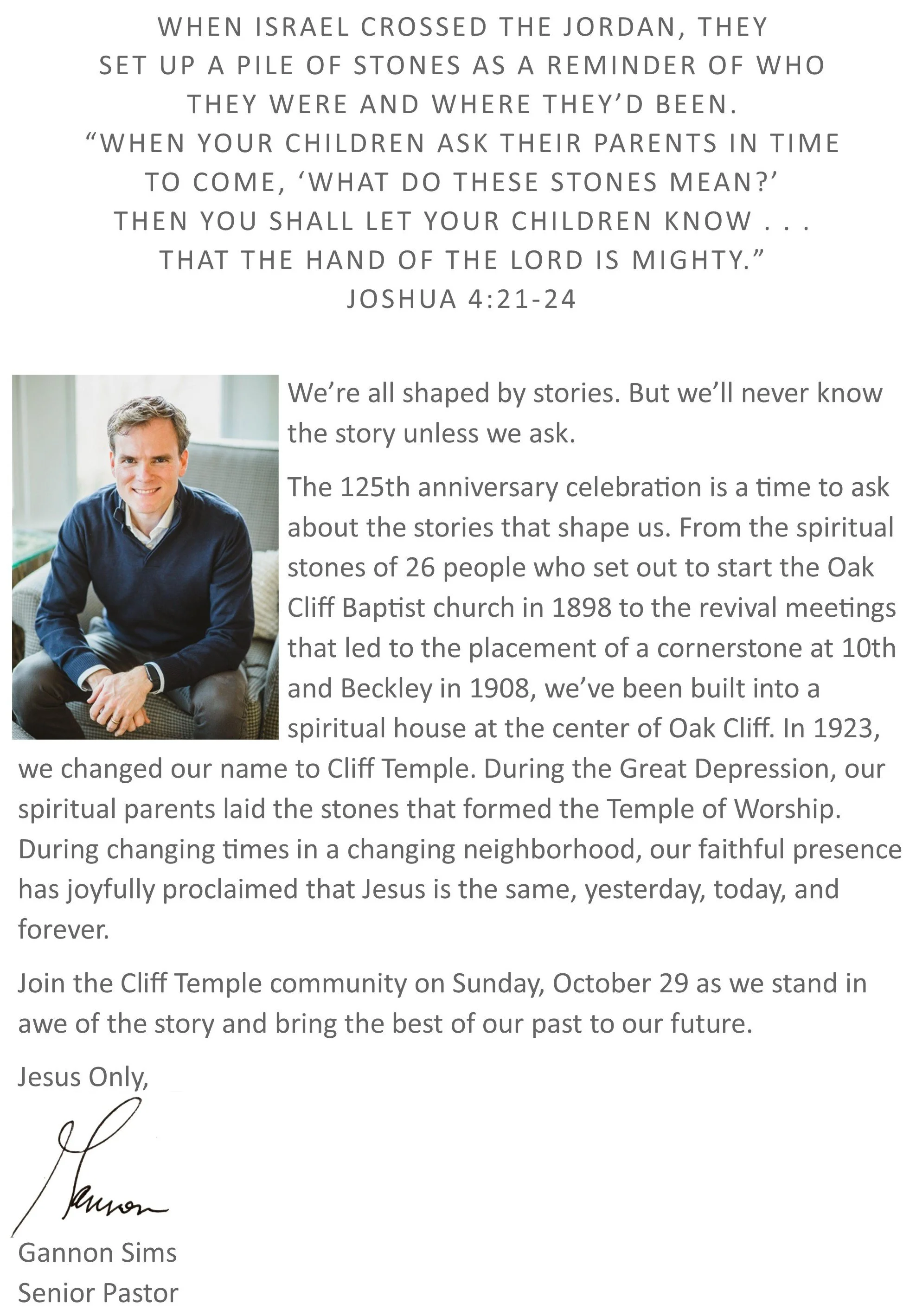 125th Anniversary — Cliff Temple Baptist Church