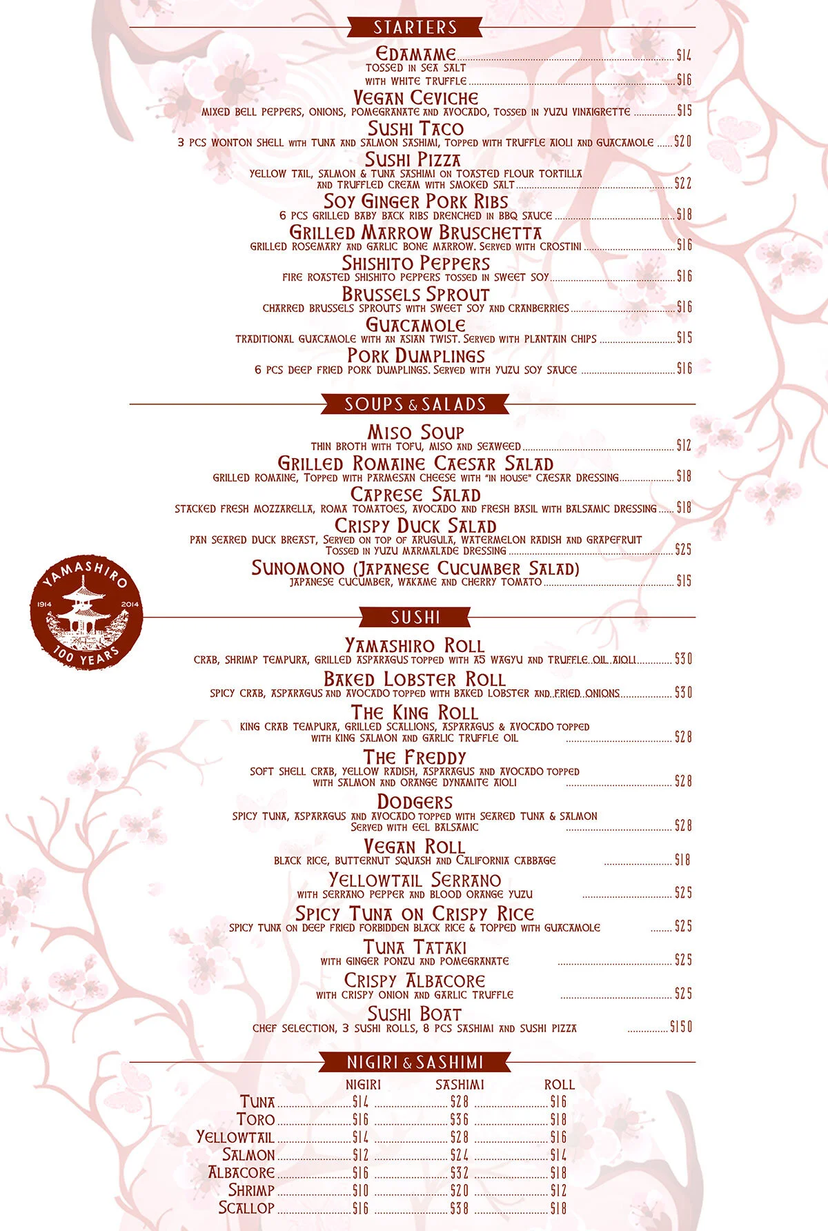 Yamashiro Restaurant Menu : YAMASHIRO HOLLYWOOD – LJNN