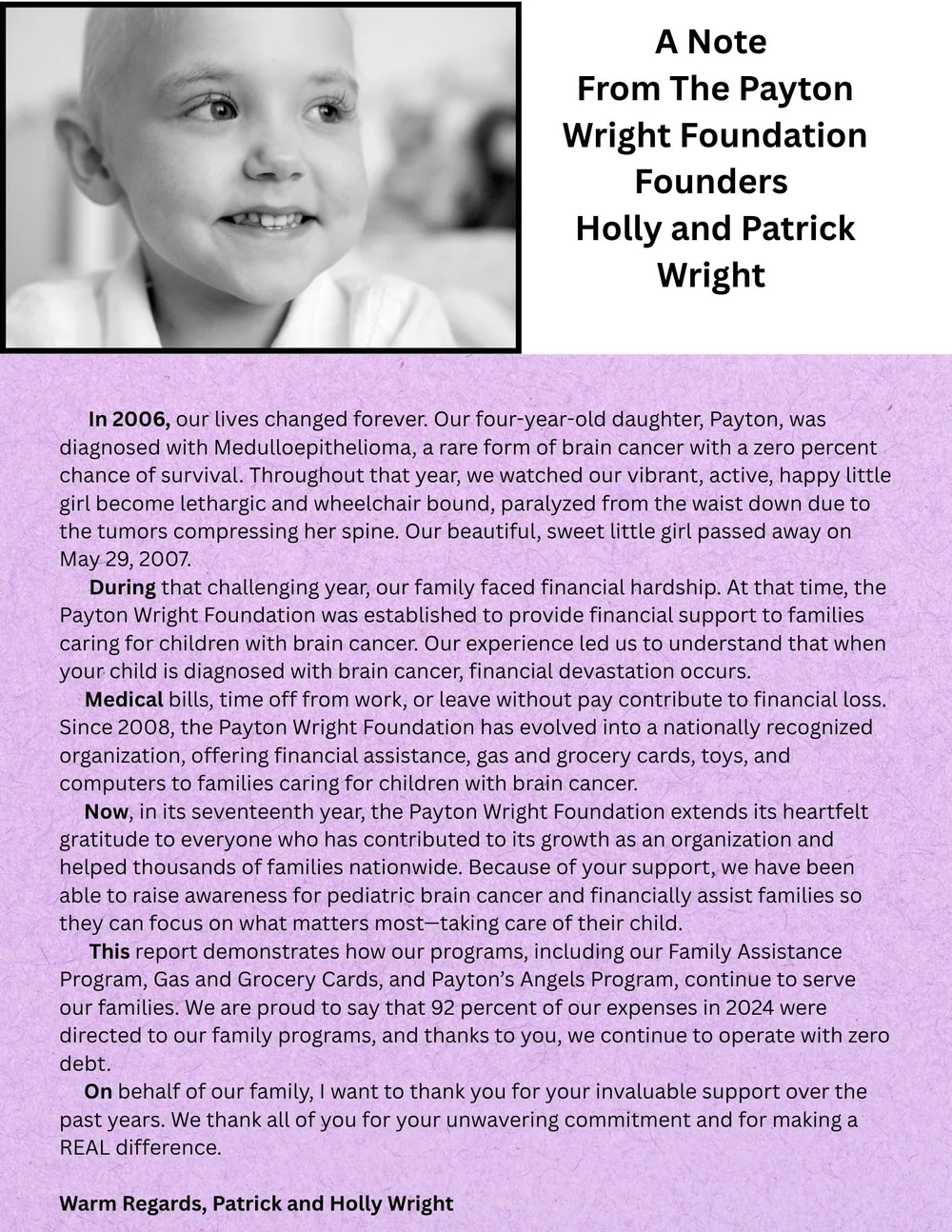 2024 Annual Report — The Payton Wright Foundation