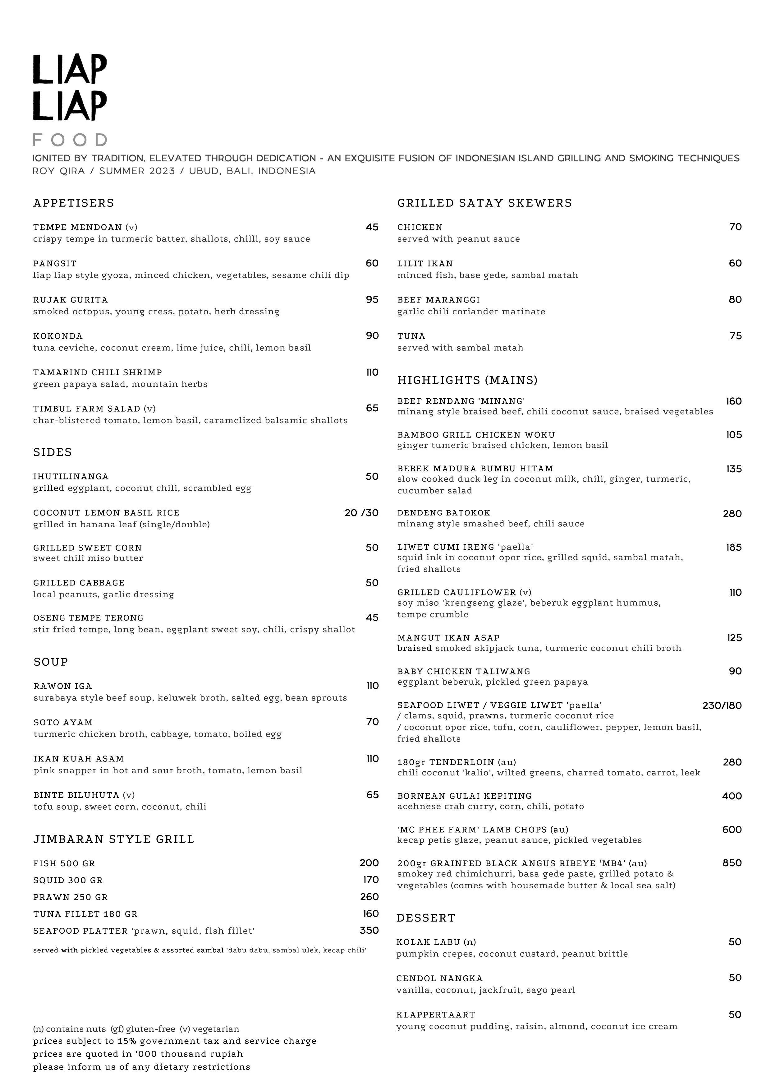 Menu — Liap Liap | Modern Indonesian Restaurant in Ubud