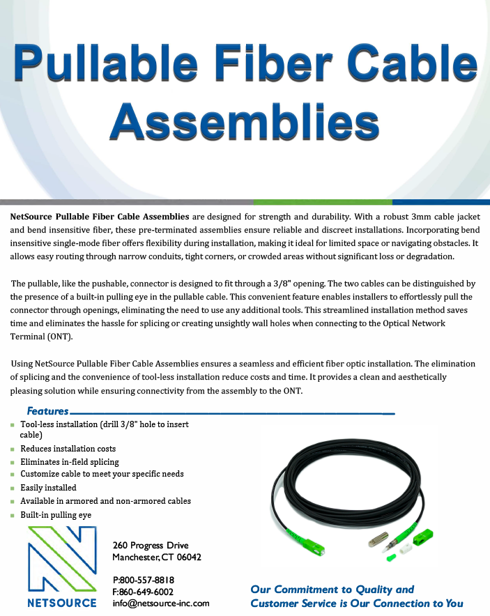 Fiber Optic Broadband Catalog & Cut Sheets | Netsource, USA