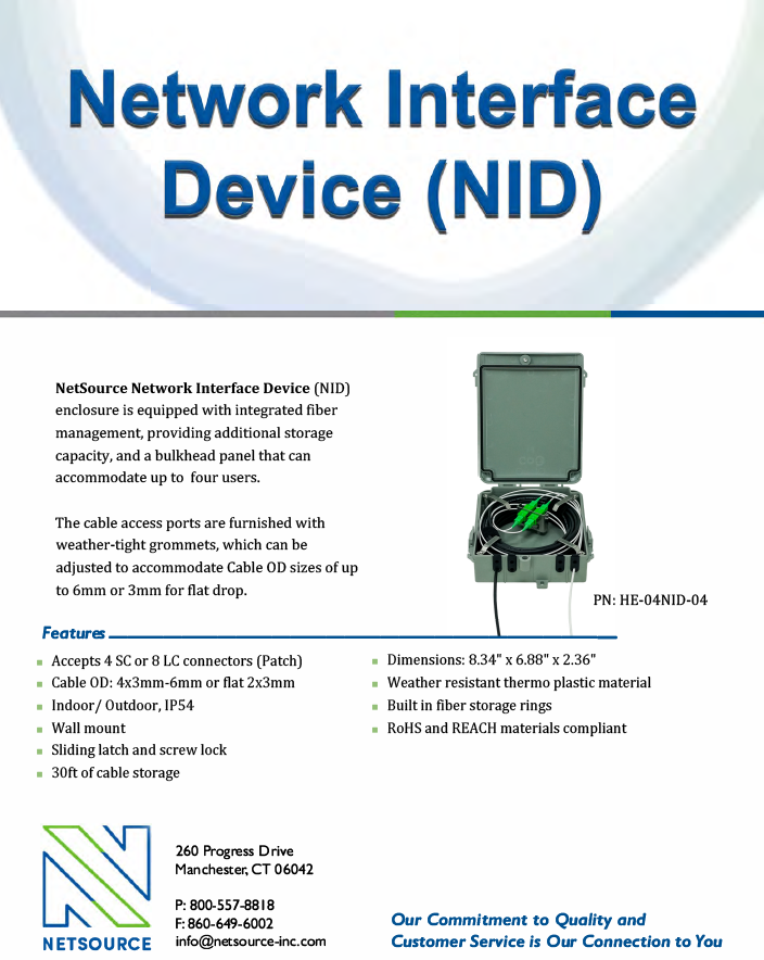 Fiber Optic Broadband Catalog & Cut Sheets | Netsource, USA