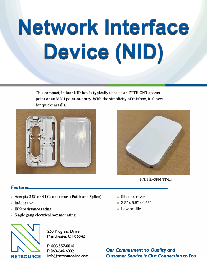 Fiber Optic Broadband Catalog & Cut Sheets | Netsource, USA