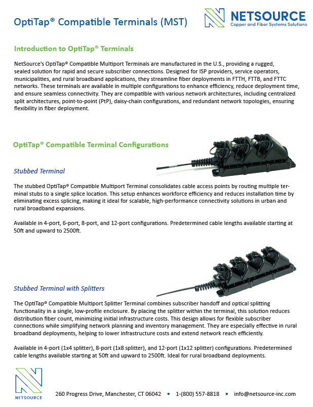 Fiber Optic Broadband Catalog & Cut Sheets | Netsource, USA