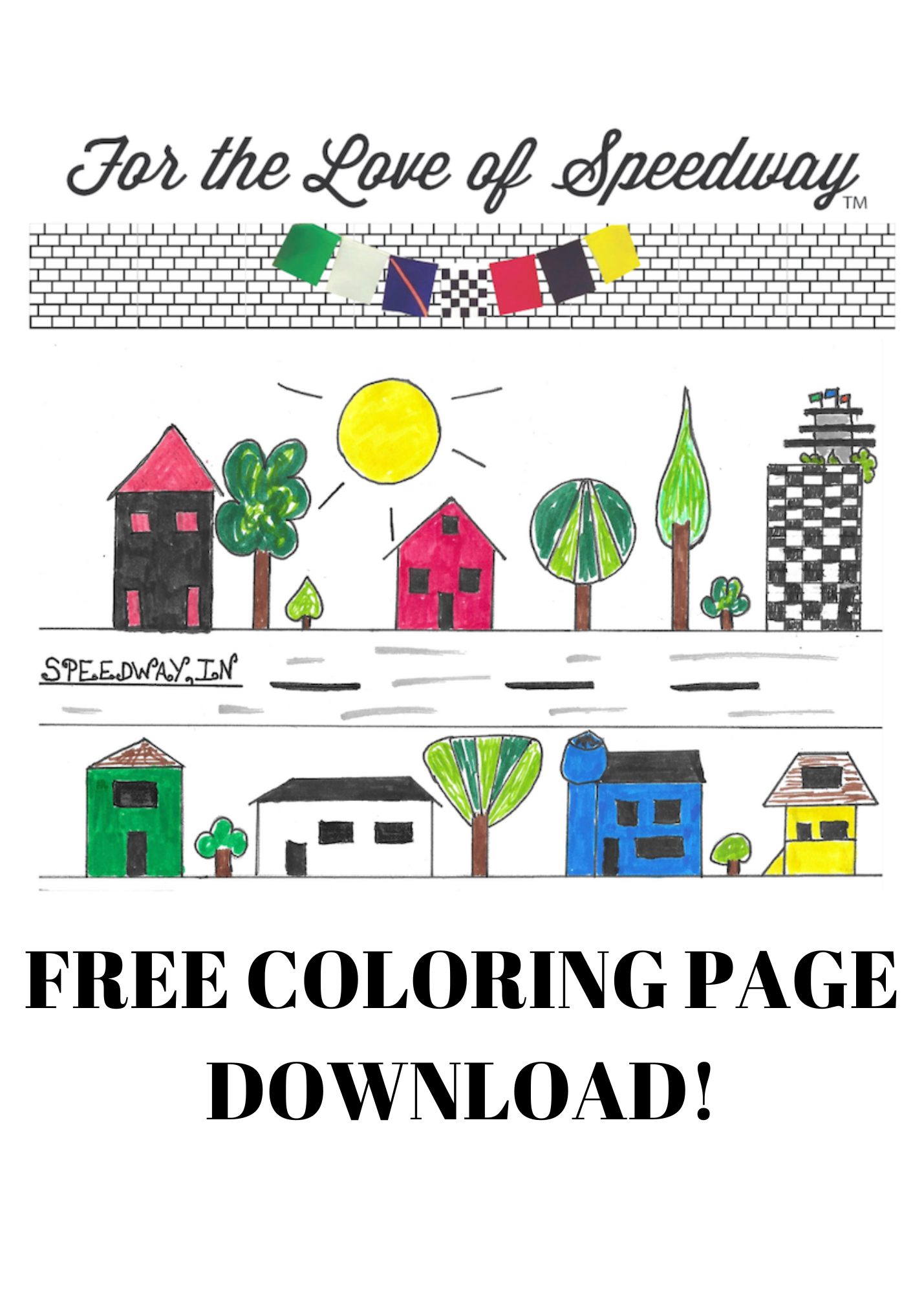 Speedway, Indiana FREE Coloring Page — Mars Hill Arts Center
