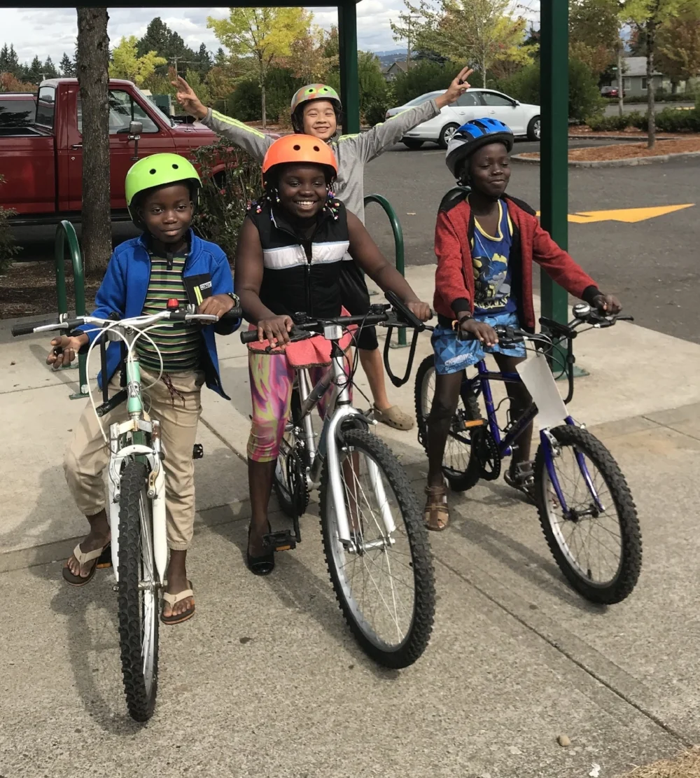 Kids Riding Bikes To School