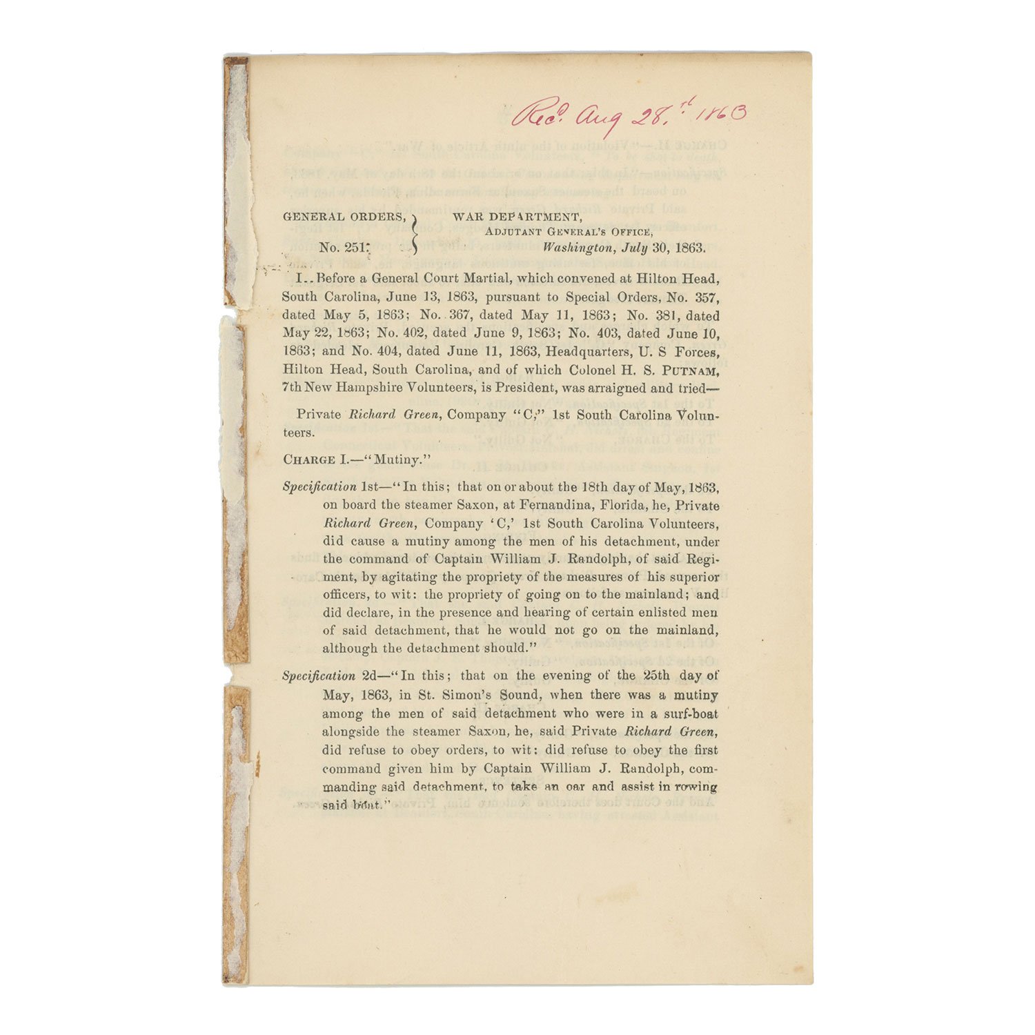 Original Letters and Documents from Civil War Soldiers — Iron Horse ...