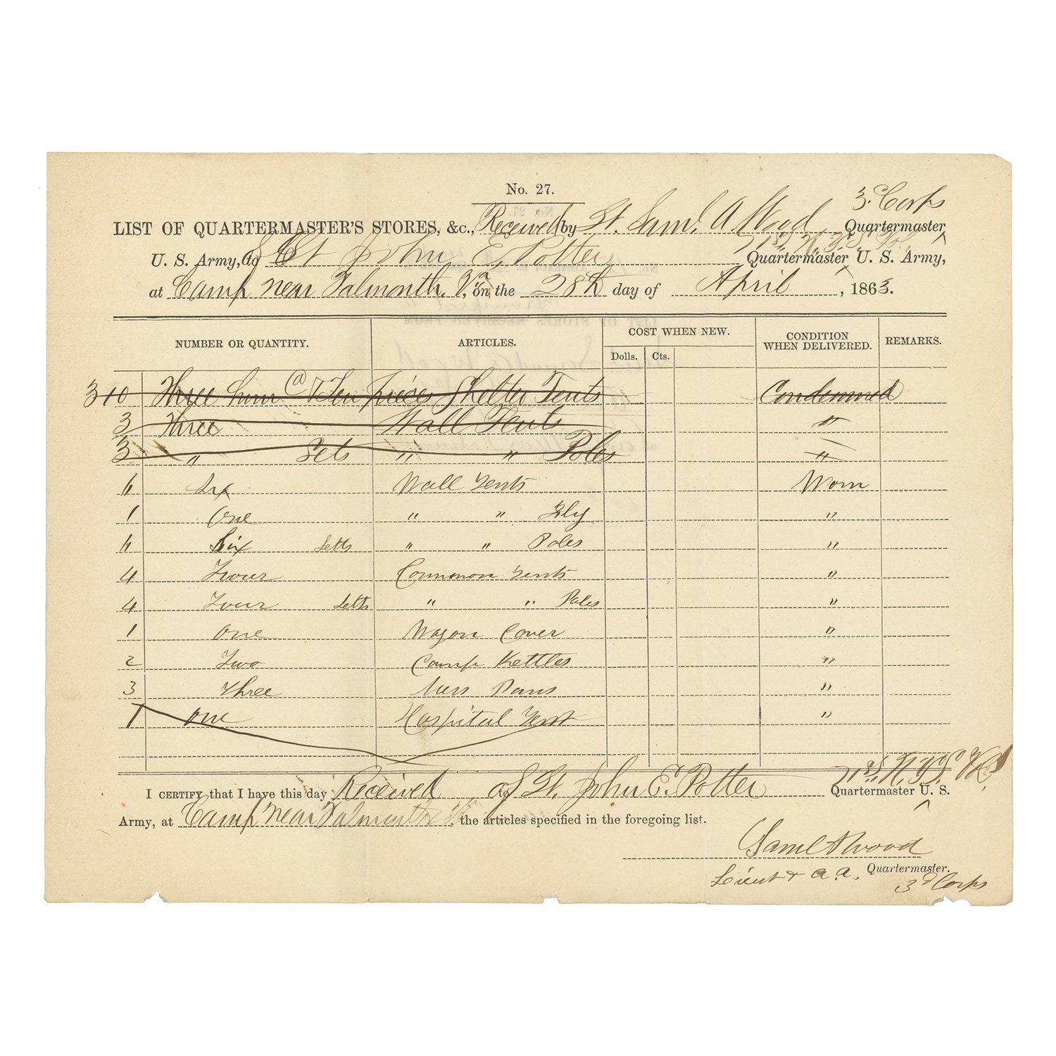 Original Letters and Documents from Civil War Soldiers — Iron Horse ...