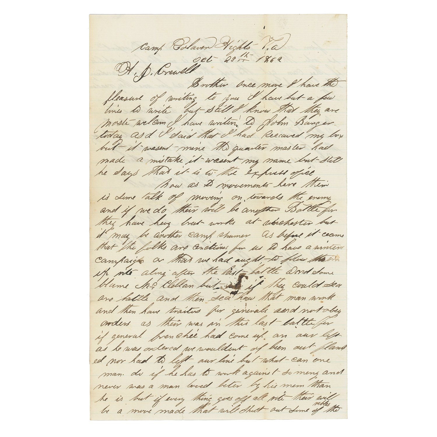 Original Letters and Documents from Civil War Soldiers — Iron Horse ...