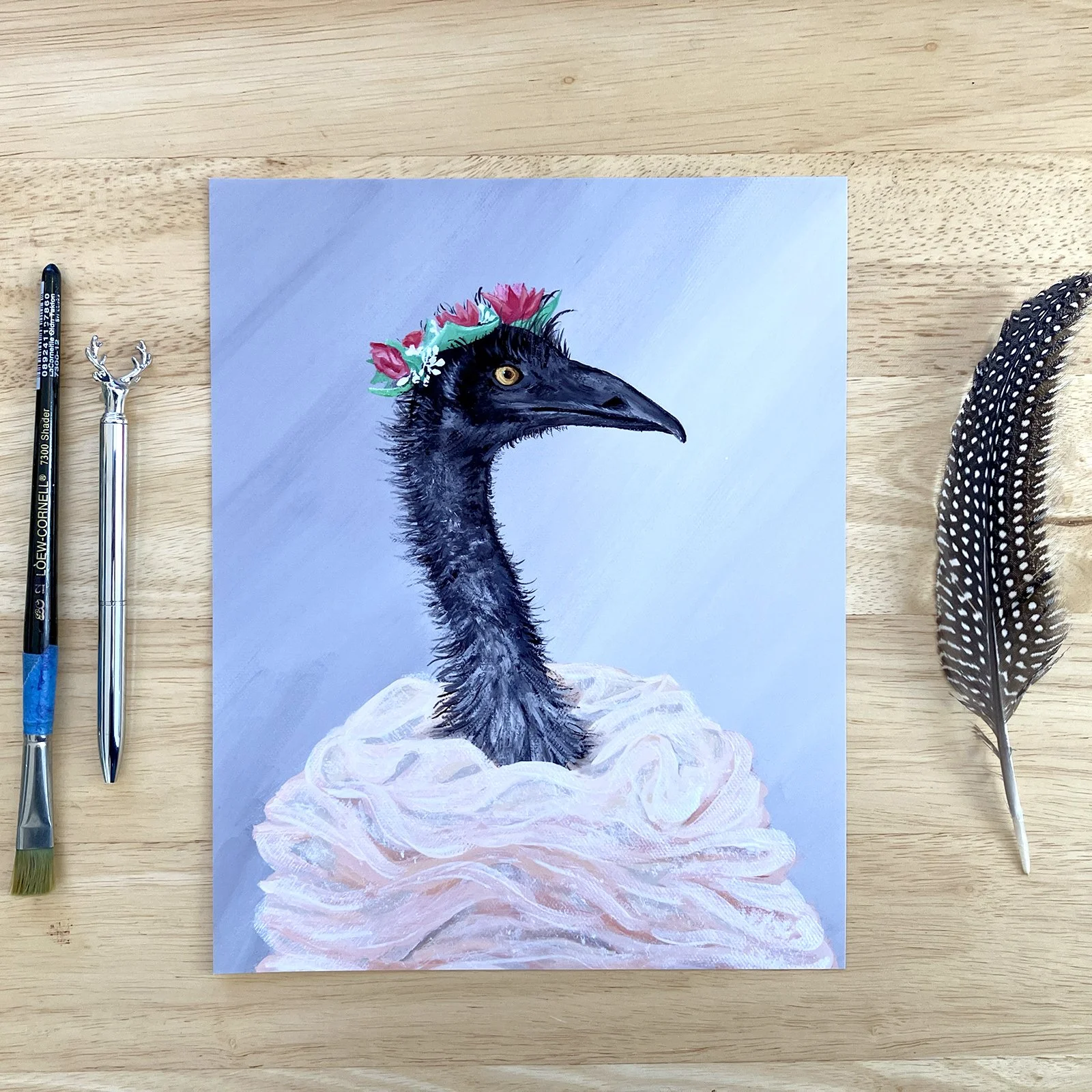 "Aunt Enid" (Emu in Tulle) Art Print — Deerhawk