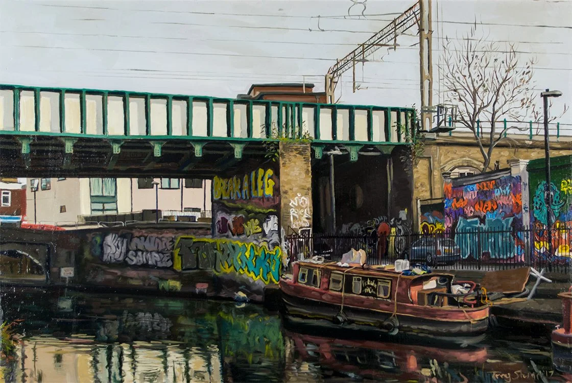 Railway Bridge Over Regents Canal with Graffiti — troy stuart - artist