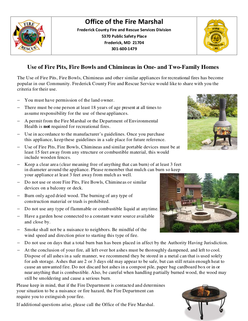 FCFR Fire Pit Guidelines — North Crossing