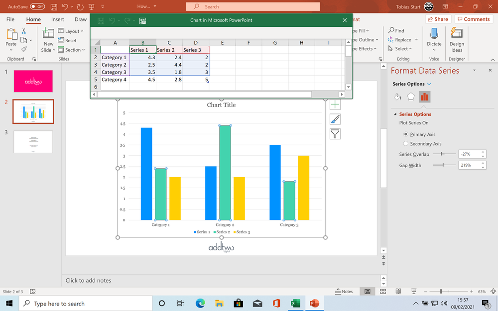 How do I make a chart in PowerPoint? — AddTwo