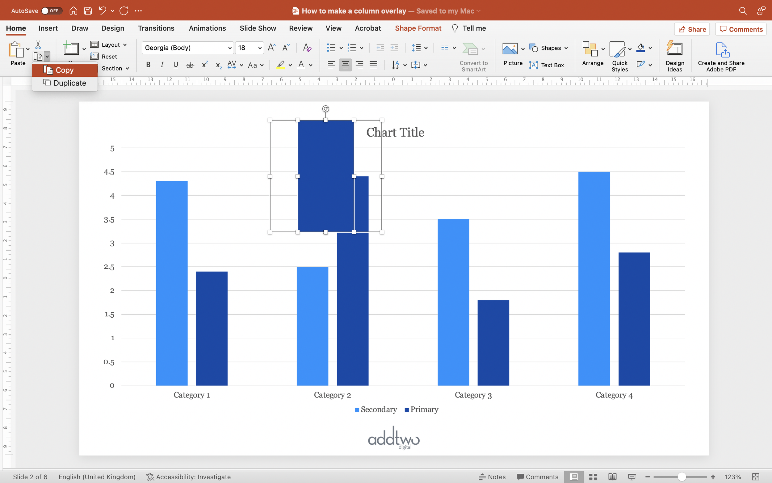 Overlaid columns — AddTwo