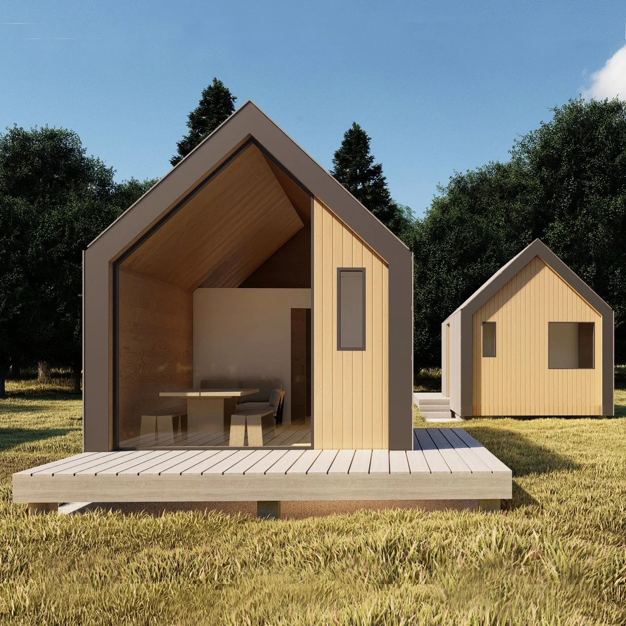 CLT Cabins Prefab Cabins Menokin Foundation REID architecture Reid ...