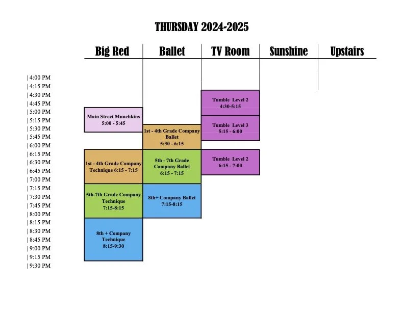 Fall Schedule — Main Street Dance