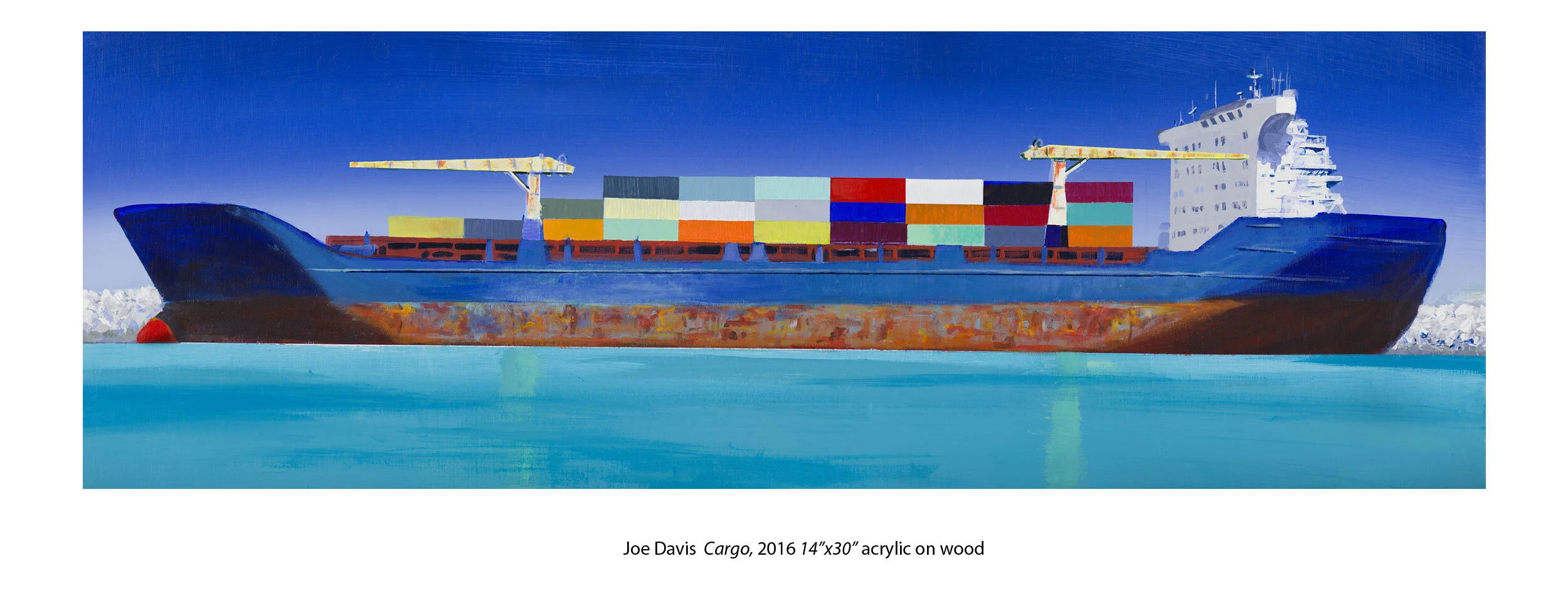 paintings by joe davis contemporary coastal beach boats cargo ships ...