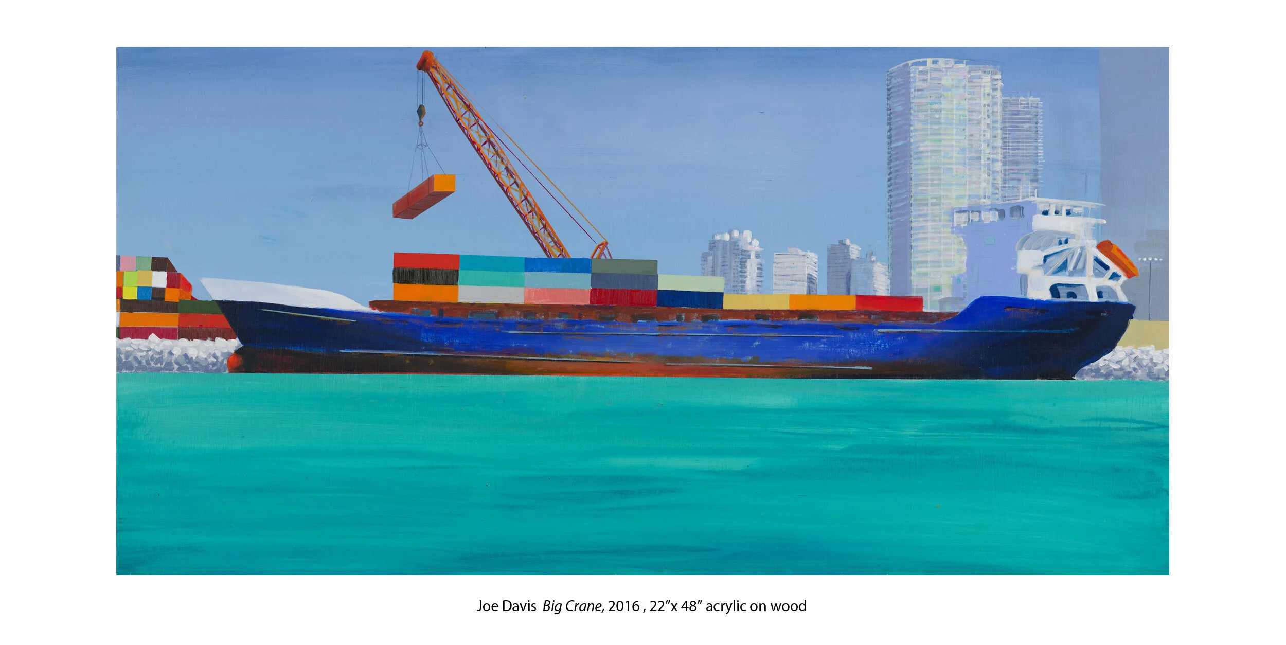 paintings by joe davis contemporary coastal beach boats cargo ships ...