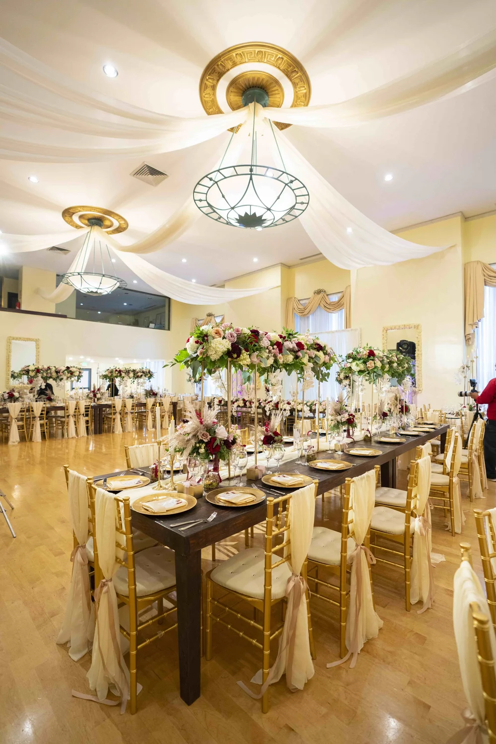 Gold Quinceanera Hall Decorations