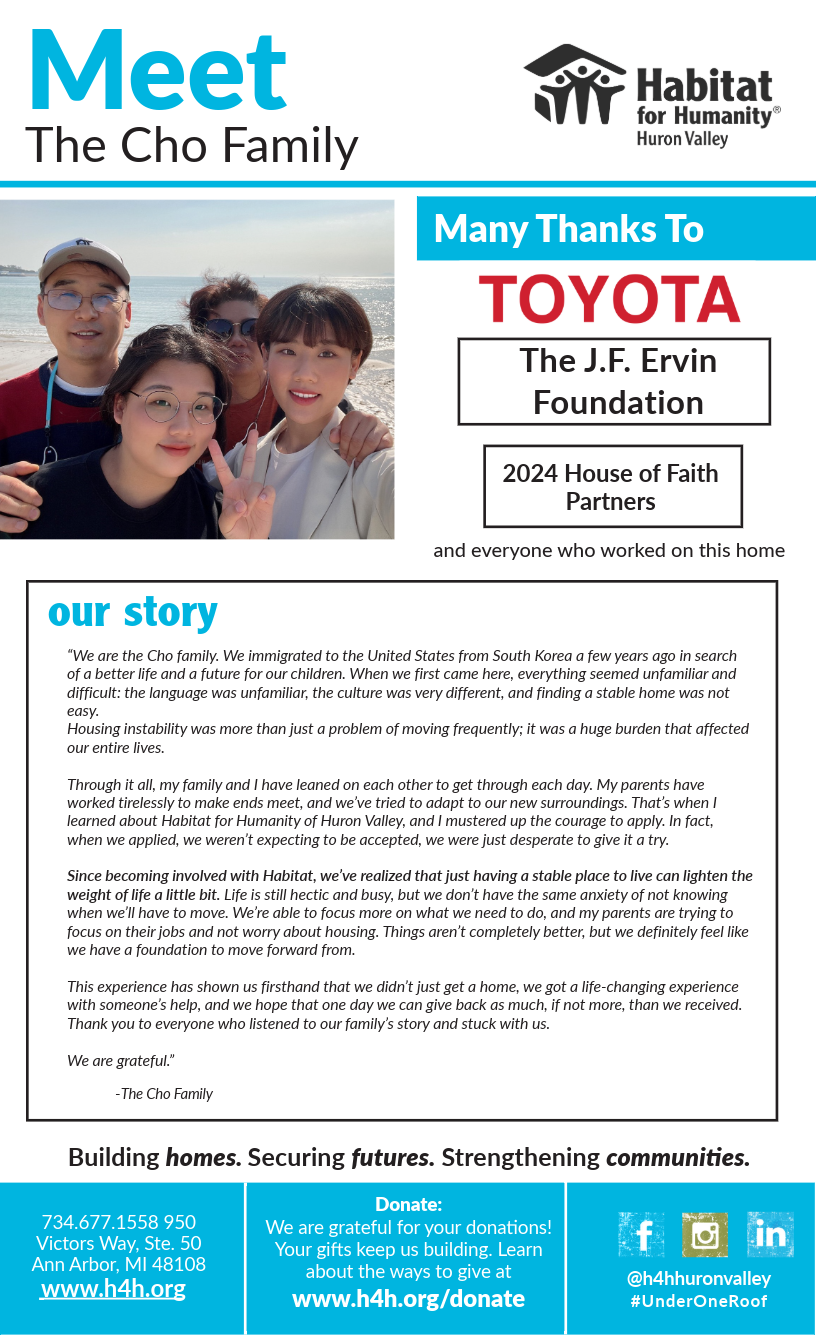 Meet the Cho family! — Habitat for Humanity of Huron Valley