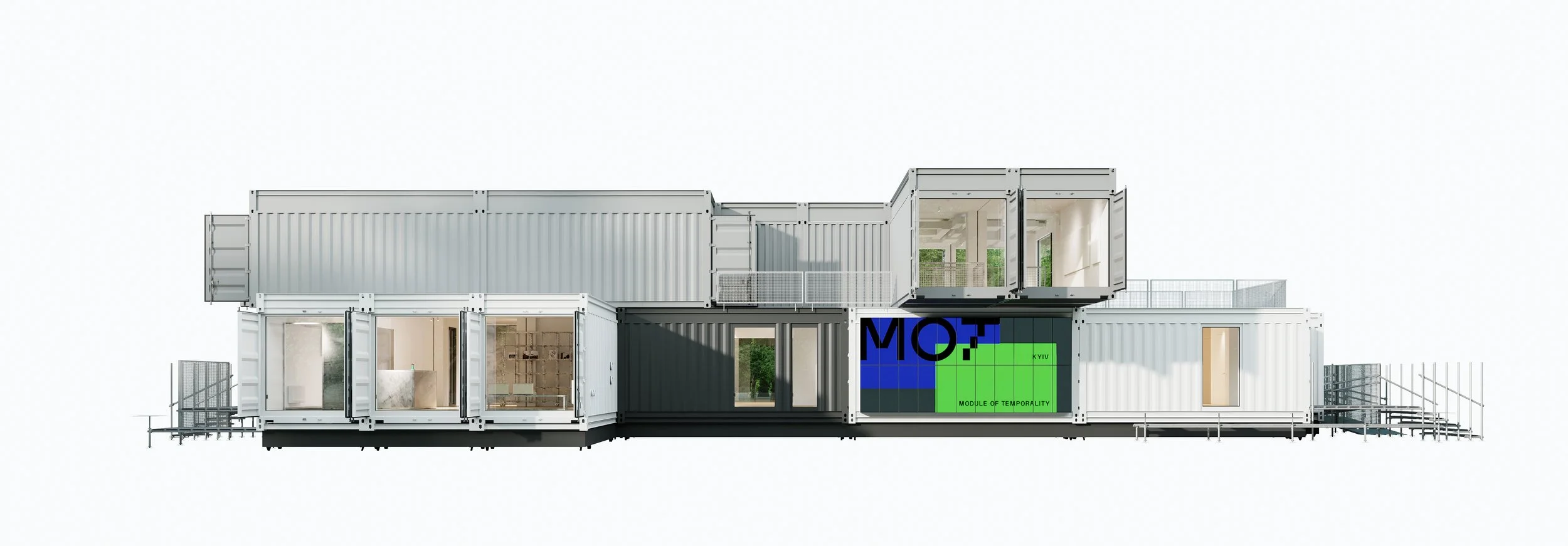 MOT temporary cultural space built from cargo containers — balbek bureau