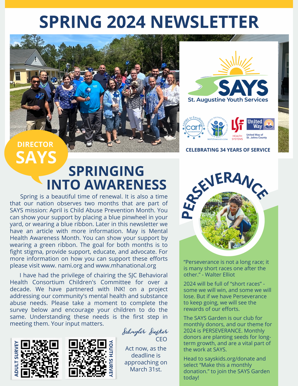 Spring 2024 Newsletter — St. Augustine Youth Services