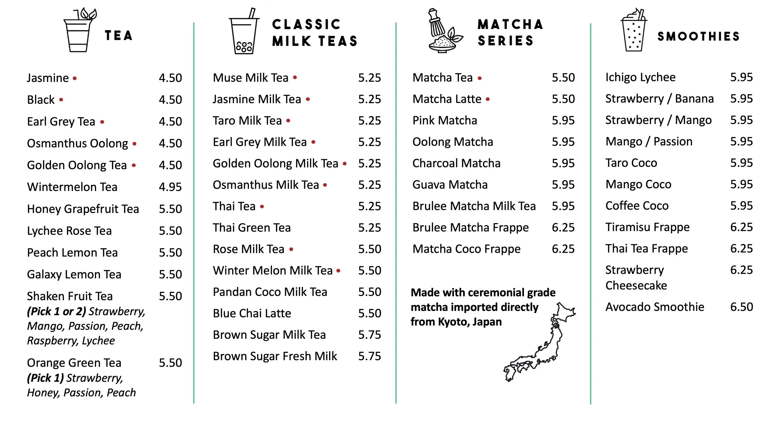 Menu — Muse Tea
