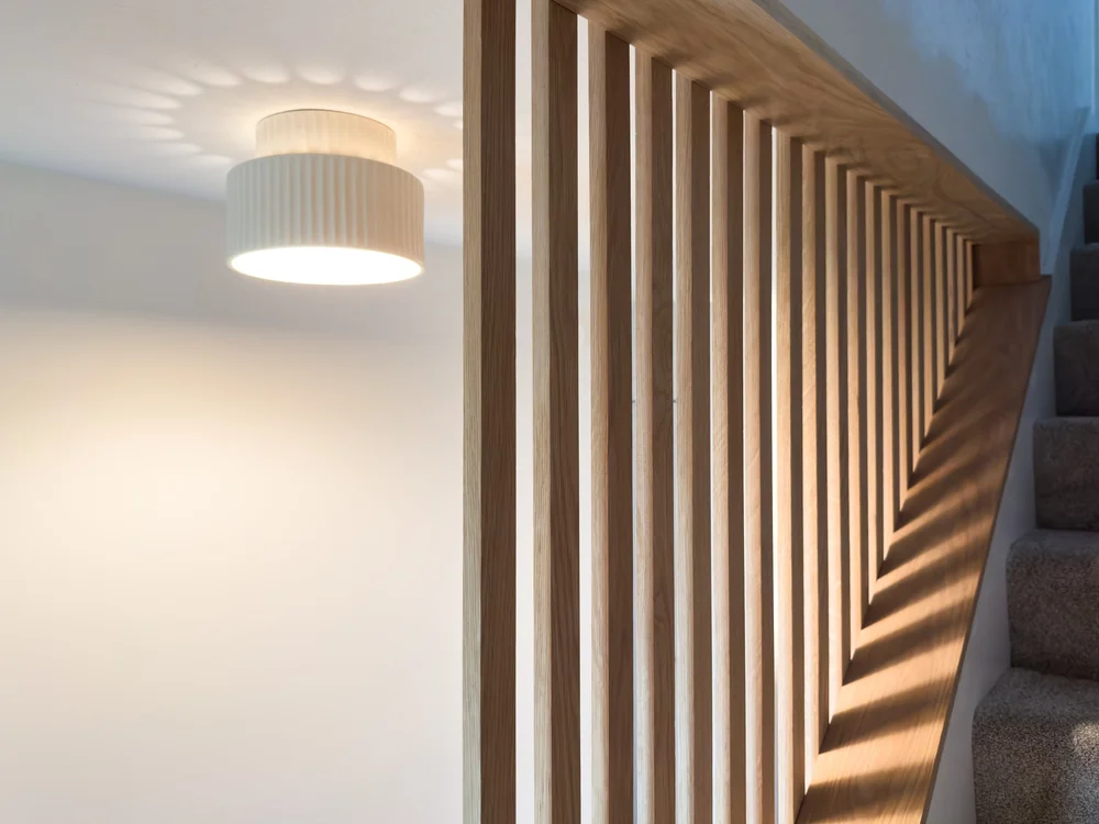 DIY Wood Slat Wall | Hallway & Stair Wall Makeover — MAKER GRAY