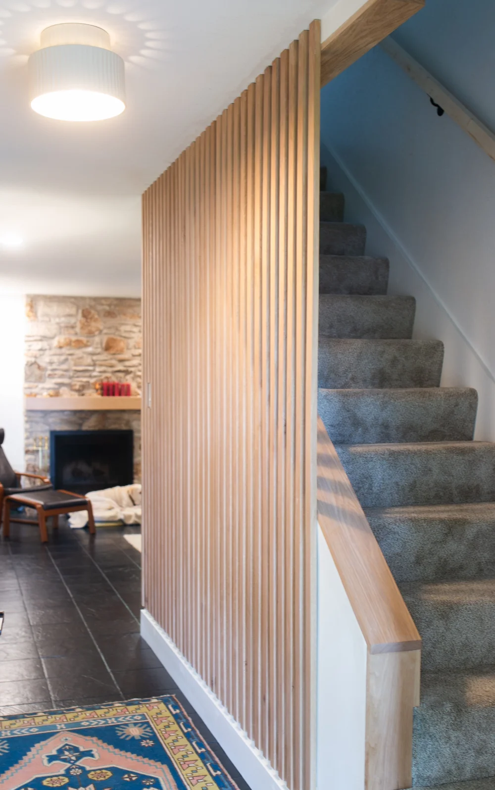 DIY Wood Slat Wall | Hallway & Stair Wall Makeover — MAKER GRAY