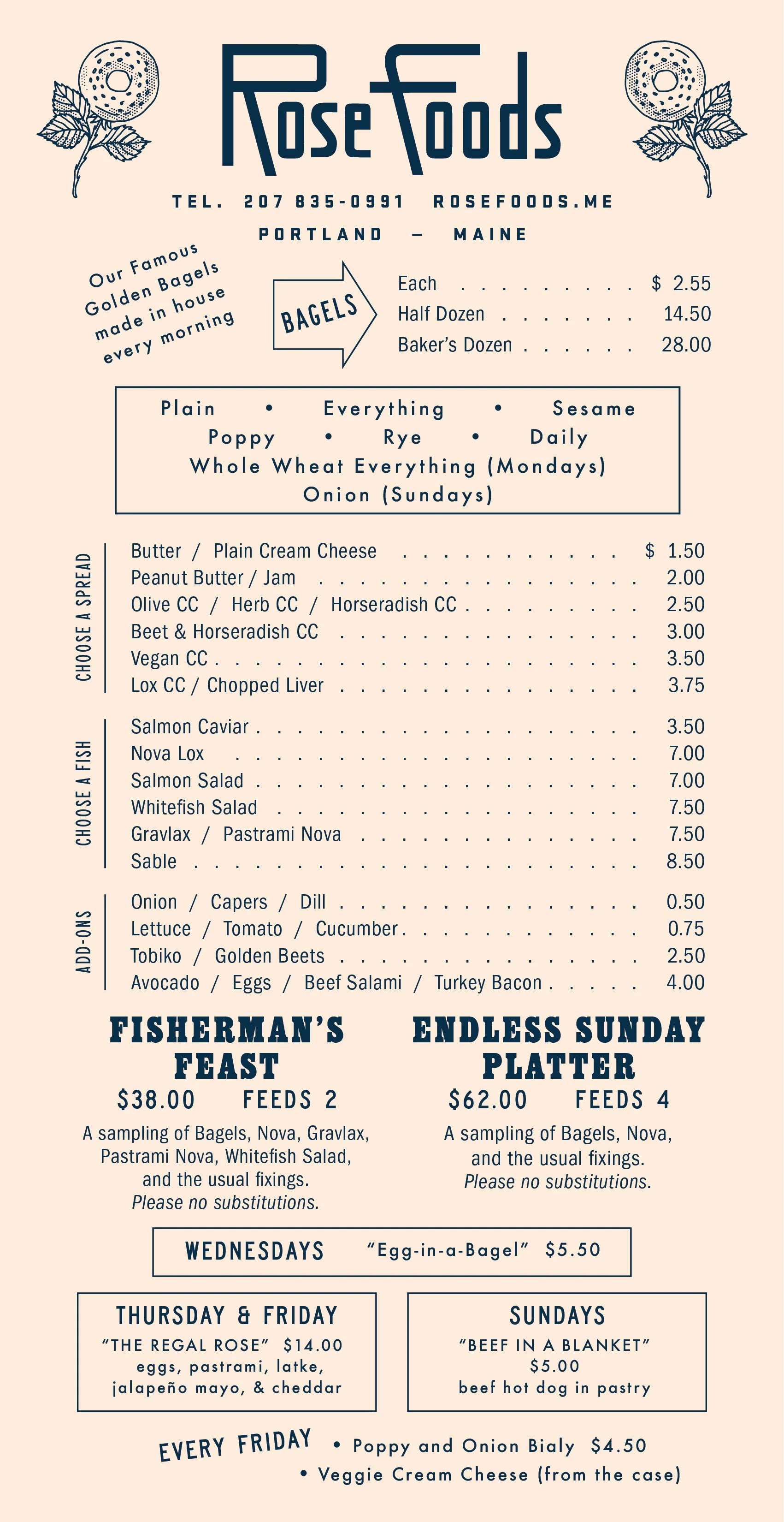 Menu — Rose Foods