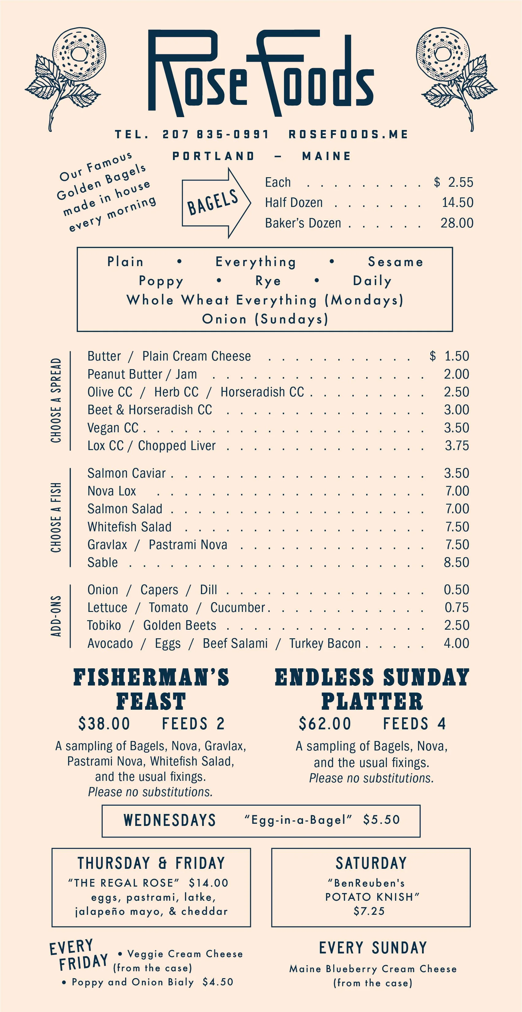Menu — Rose Foods