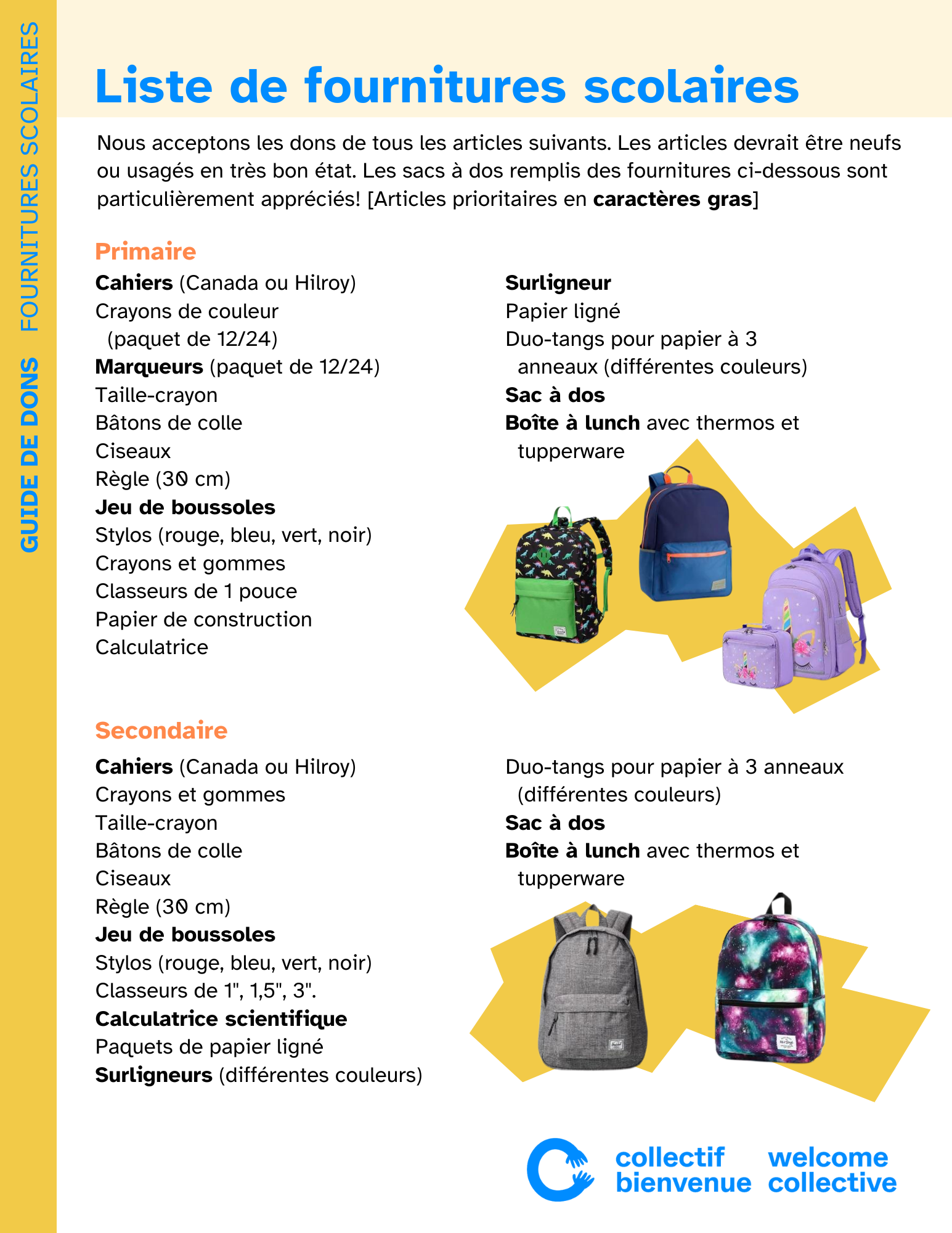 Fournitures Scolaires — Welcome Collective