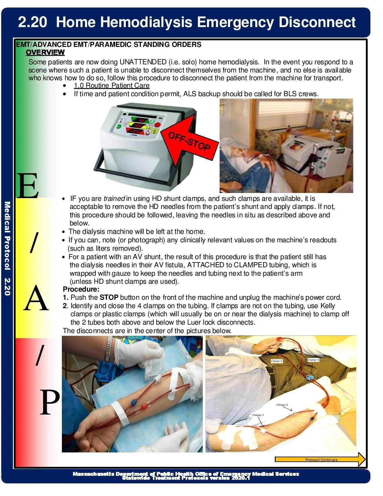 New PageProtocol 2.20 Home Hemodialysis Emergency Disconnect — MBEMSC