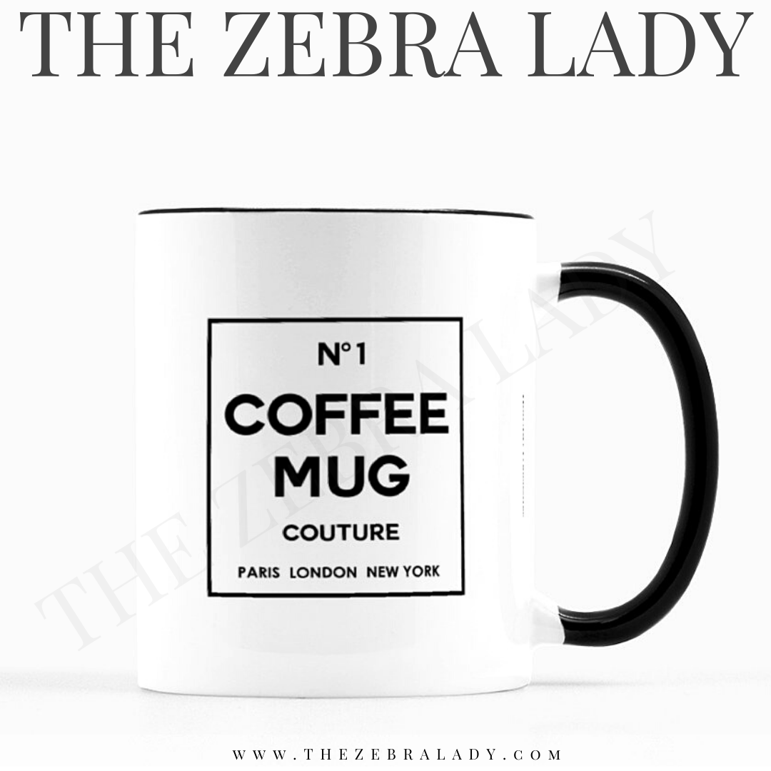 Fashion Number 1 Coffee Chanel Inspired Black Handle Mug — THE ZEBRA LADY