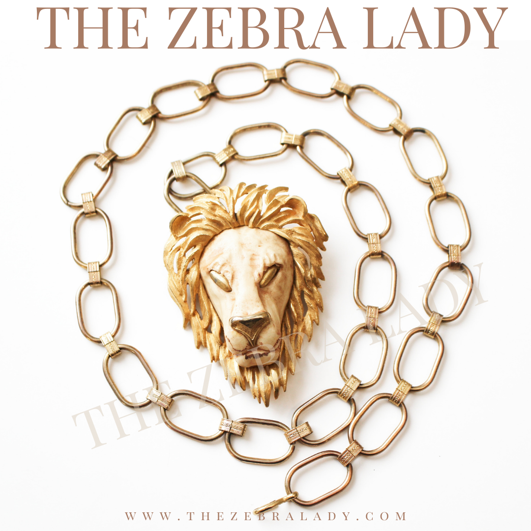 Vintage Luca Razza Lion Head Chain Belt — THE ZEBRA LADY