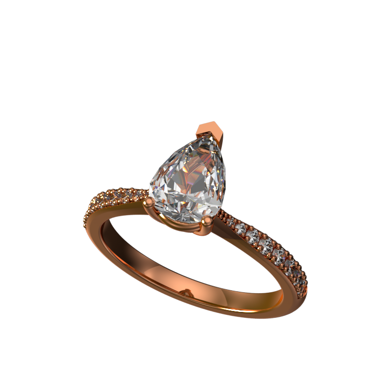Rose gold pear cut engagement rings — Edward Fleming Jewellery