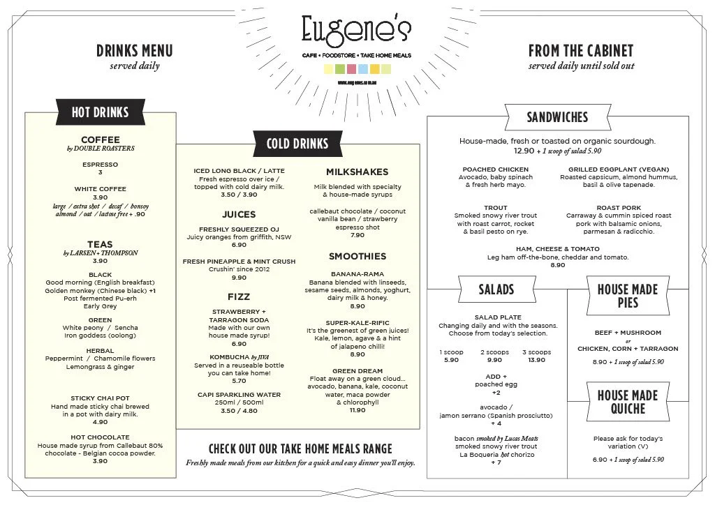 MENUS — Eugene's Cafe Bronte