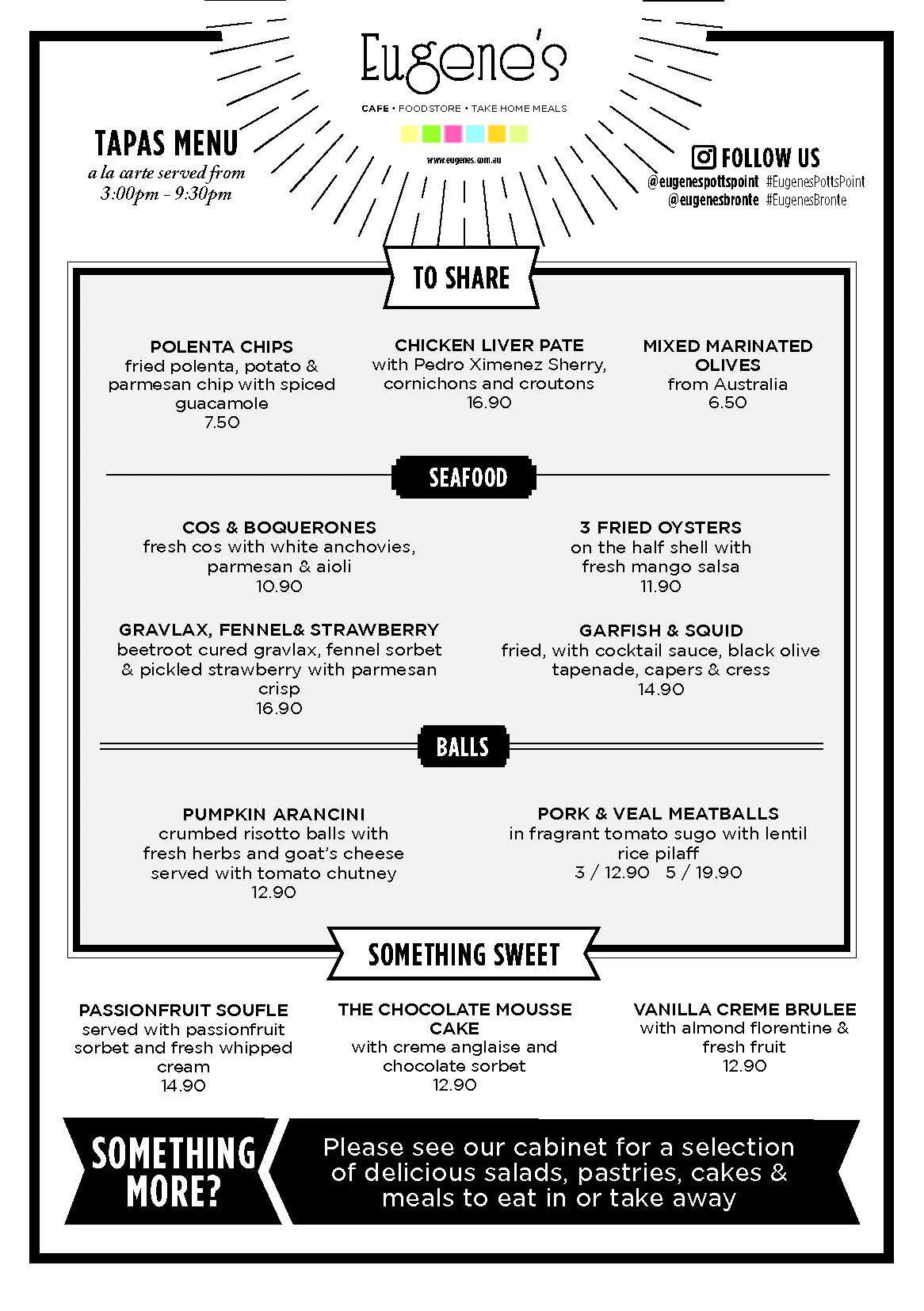 MENUS — Eugene's Cafe Bronte
