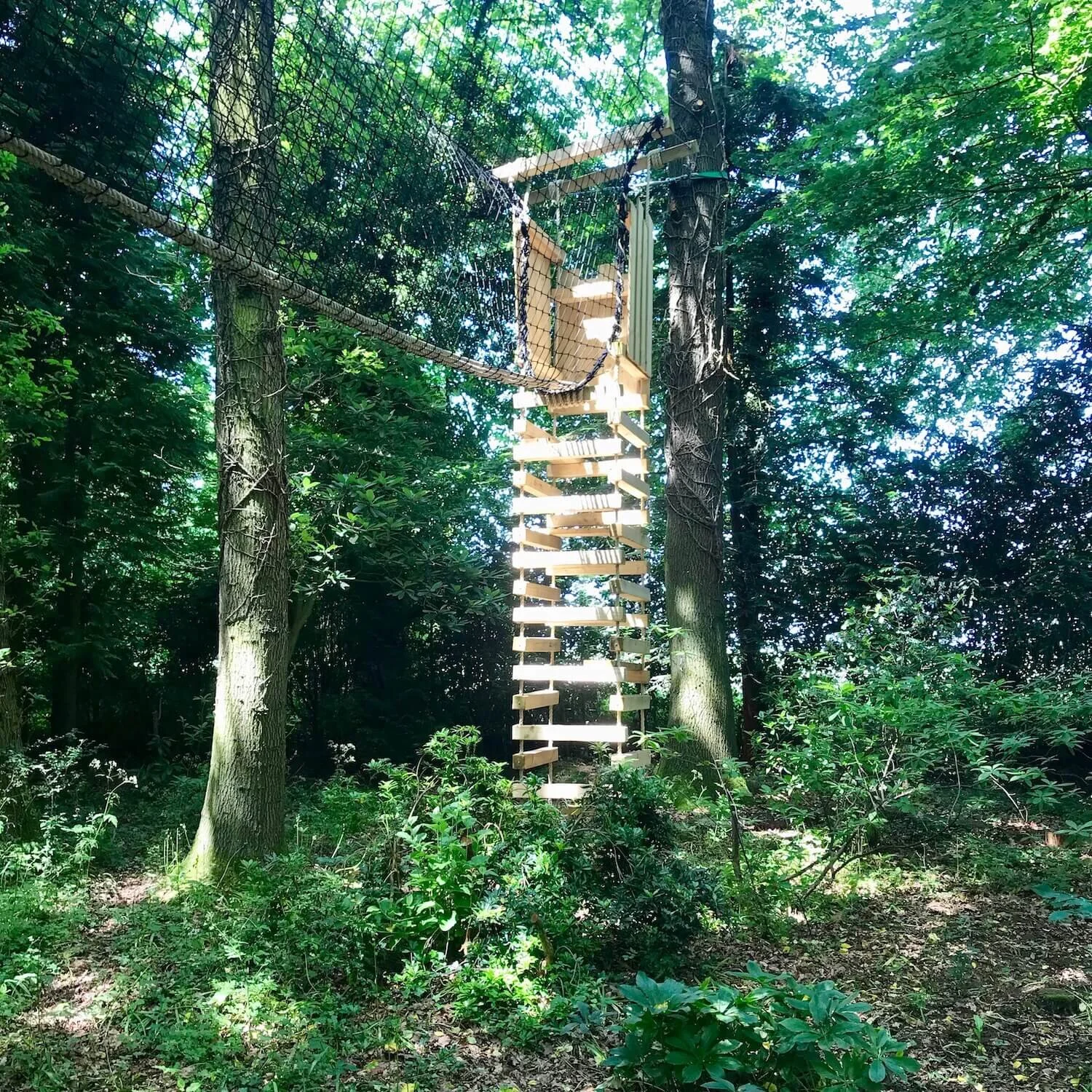 4-sided Rope Ladder Tree-Fort + Hammock Bridge — Treehouses, Rope ...