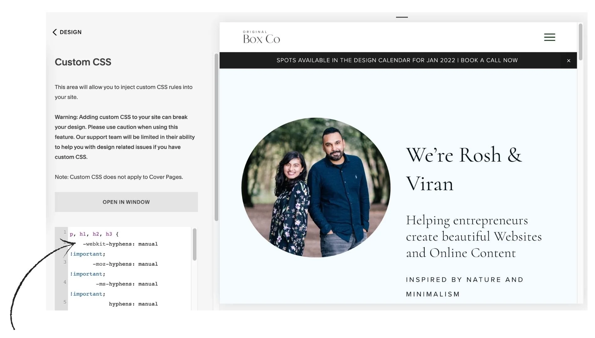Customising your Squarespace site's font and text with css — Original ...