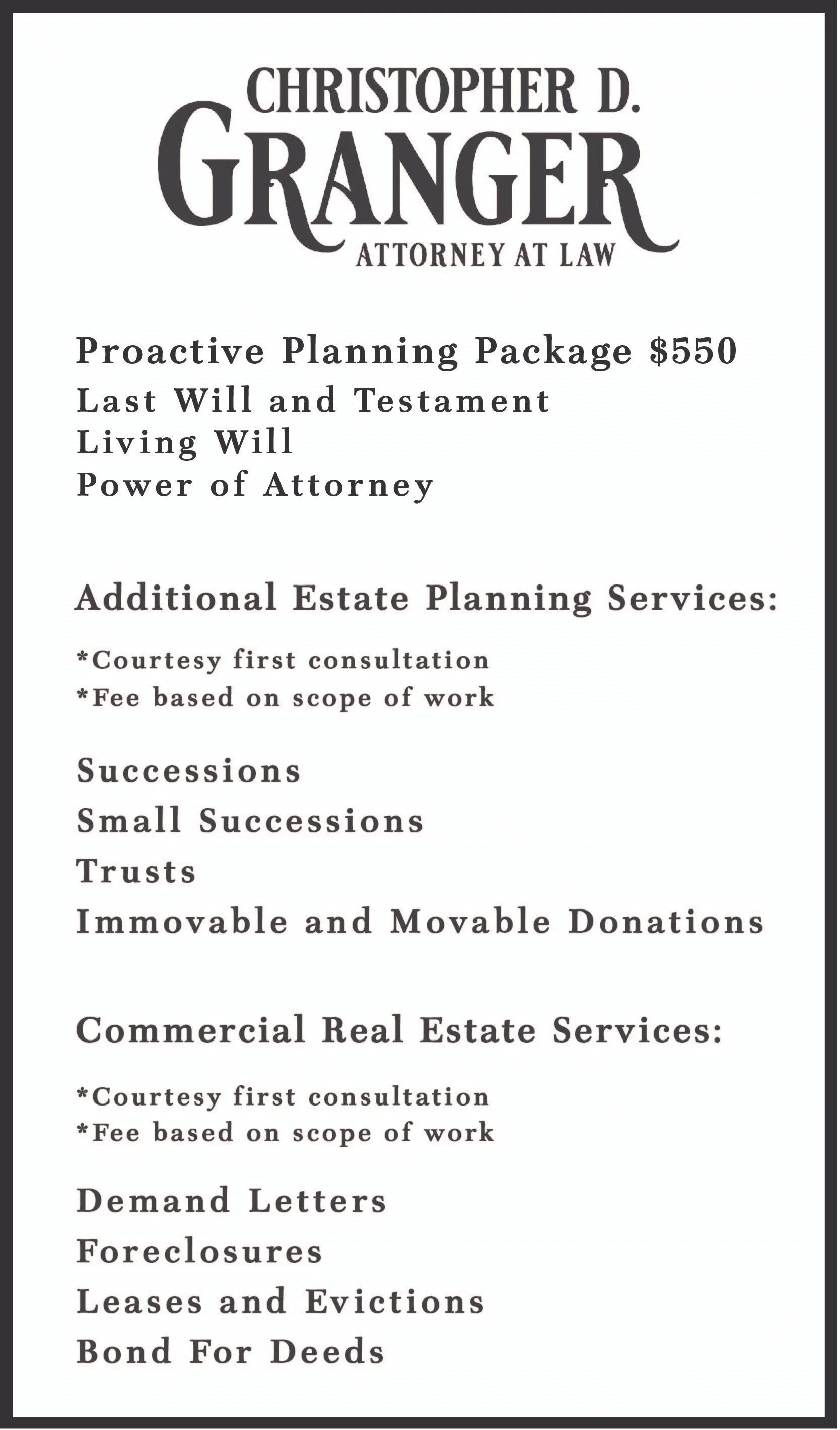 Christopher D. Granger, Attorney At Law — Maison Title — Grand Coteau ...