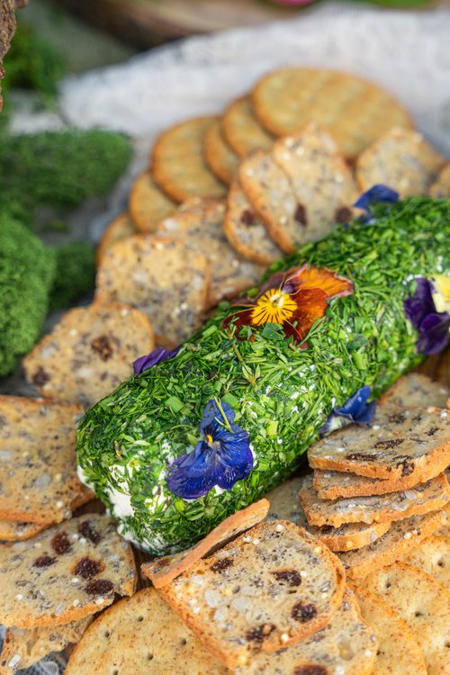 Herbed Goat Cheese Log with Edible Flowers — My Moonstone Kitchen