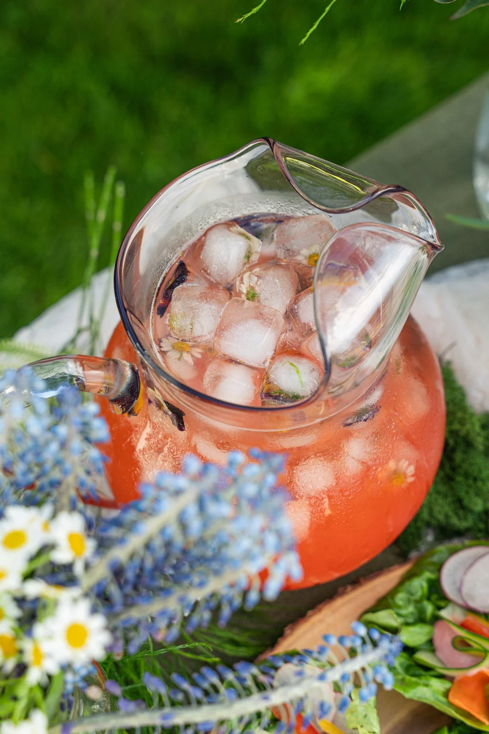 Chamomile Strawberry Pink Lemonade with Flower Ice Cubes — My Moonstone Kitchen