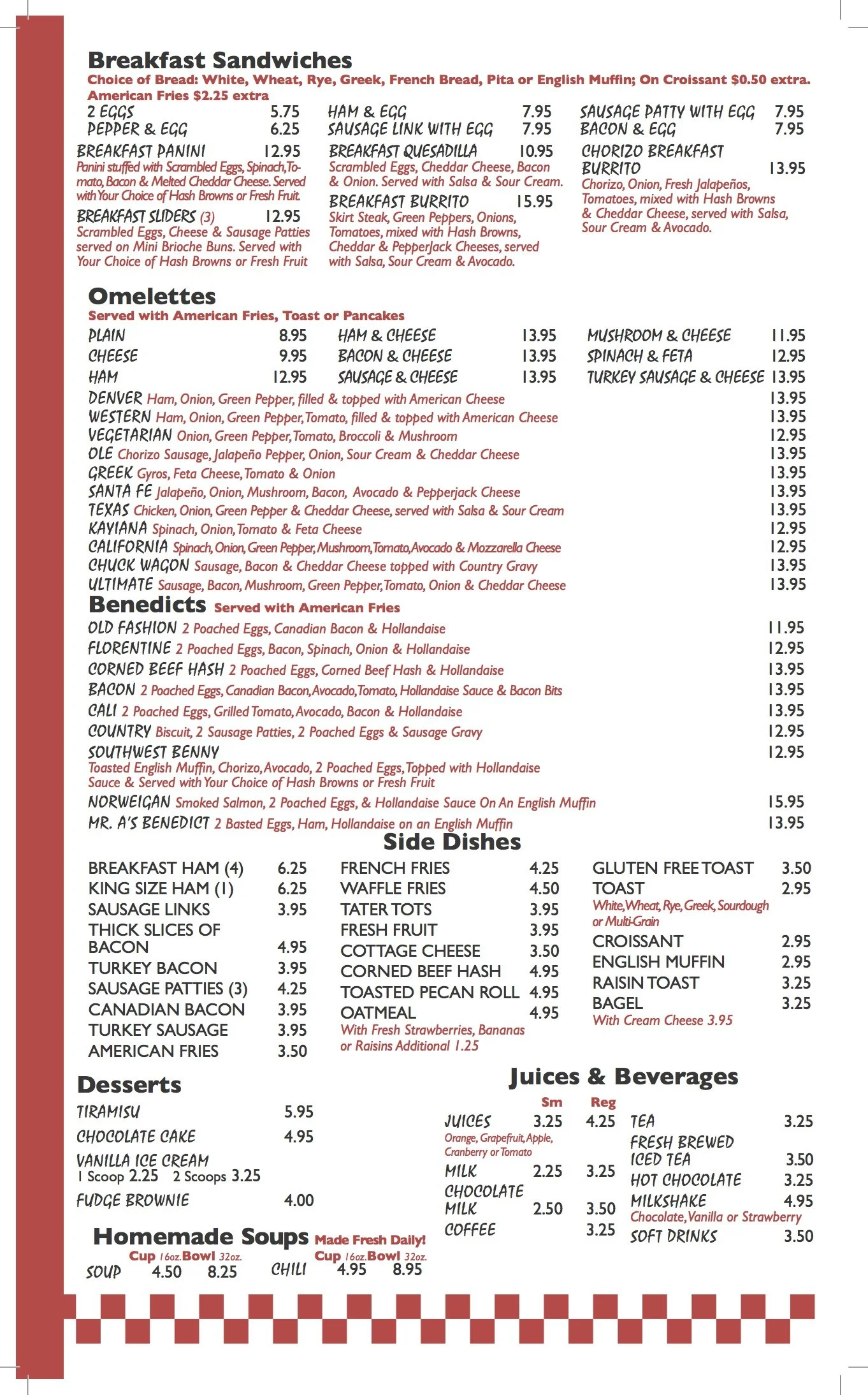 Menu — Mr. A's Restaurant