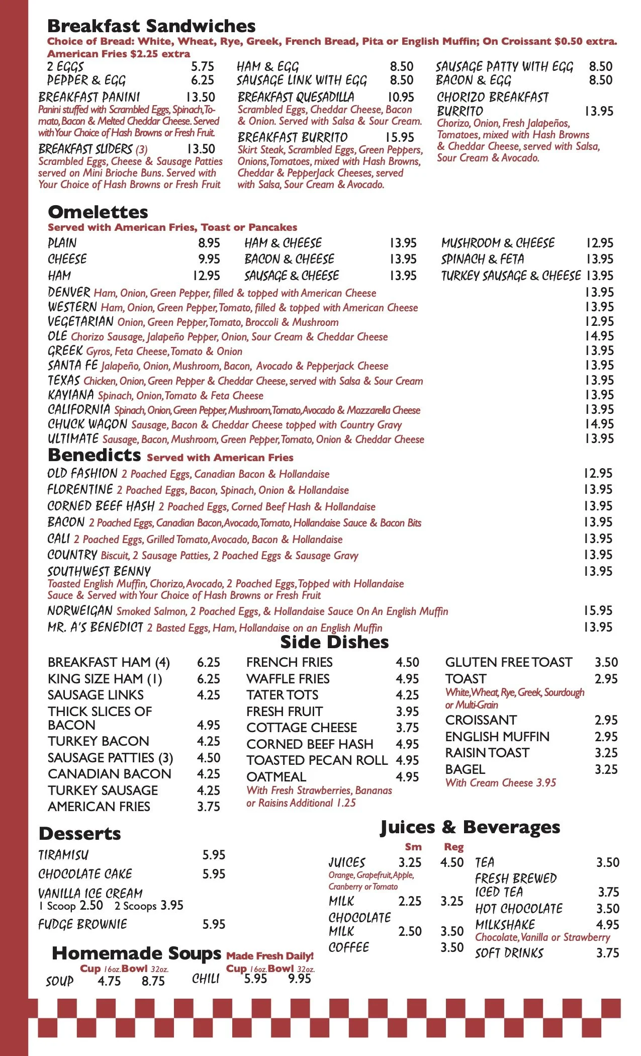Menu — Mr. A's Restaurant