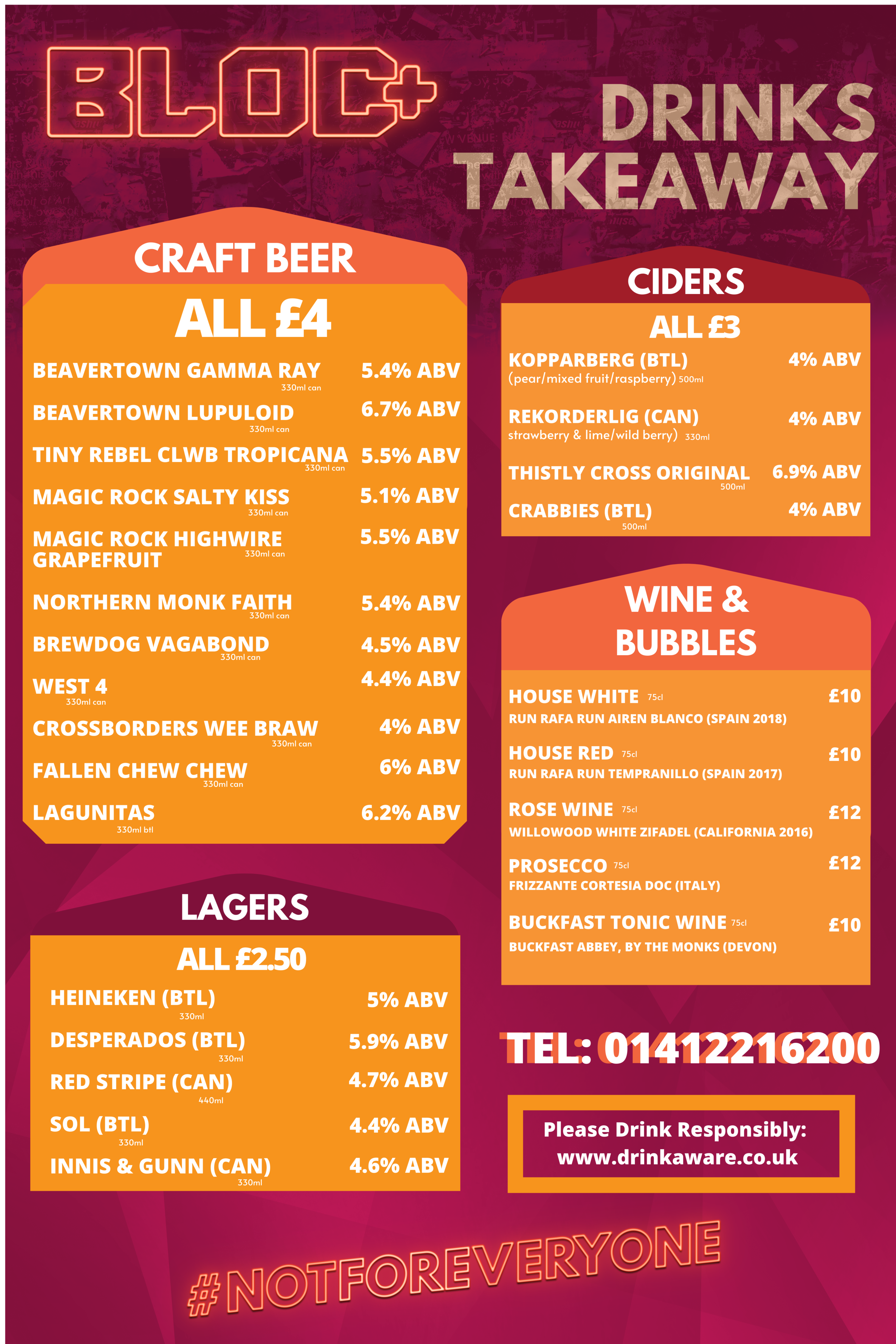 Drinks Menu — BLOC+