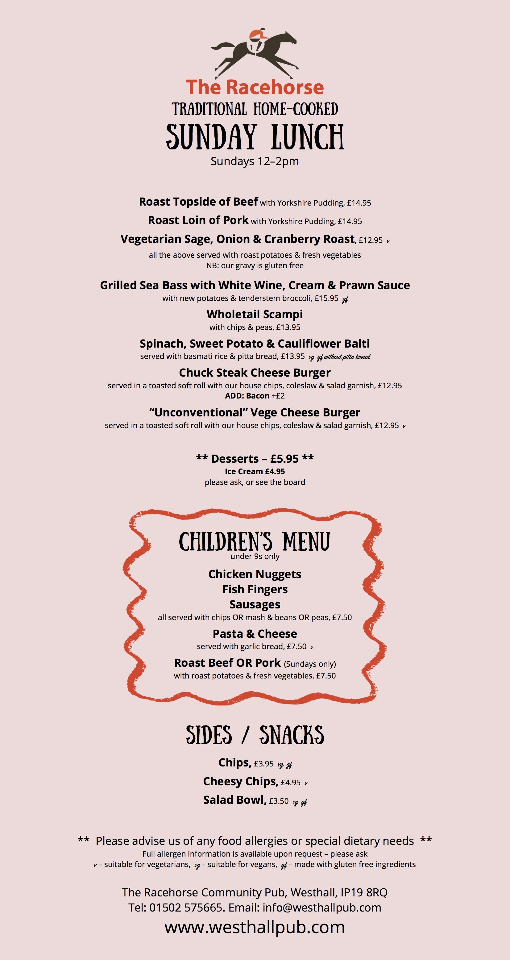 Menus — Westhall Community Pub