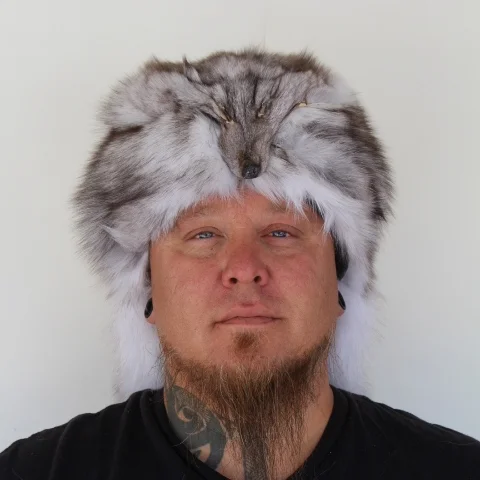Blue Fox Mountain Man Fur Hat with Face — Claw, Antler & Hide Co.
